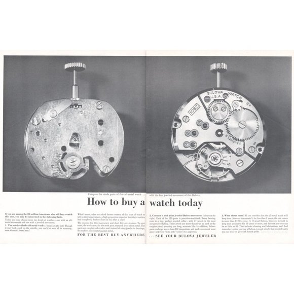 Bulova | Art | 961 Bulova How To Buy A Watch 2 Page Vintage Print Ad ...